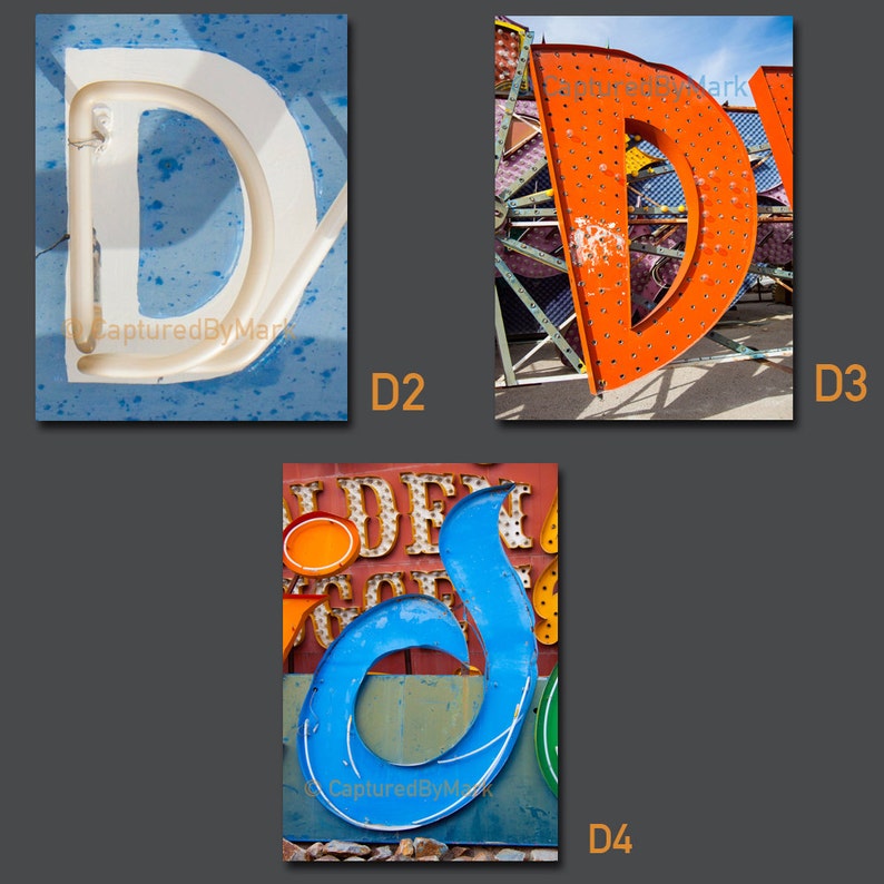 Letter Art, Letter D Alphabet Art, Vintage Vegas Neon Sign Letters - Etsy