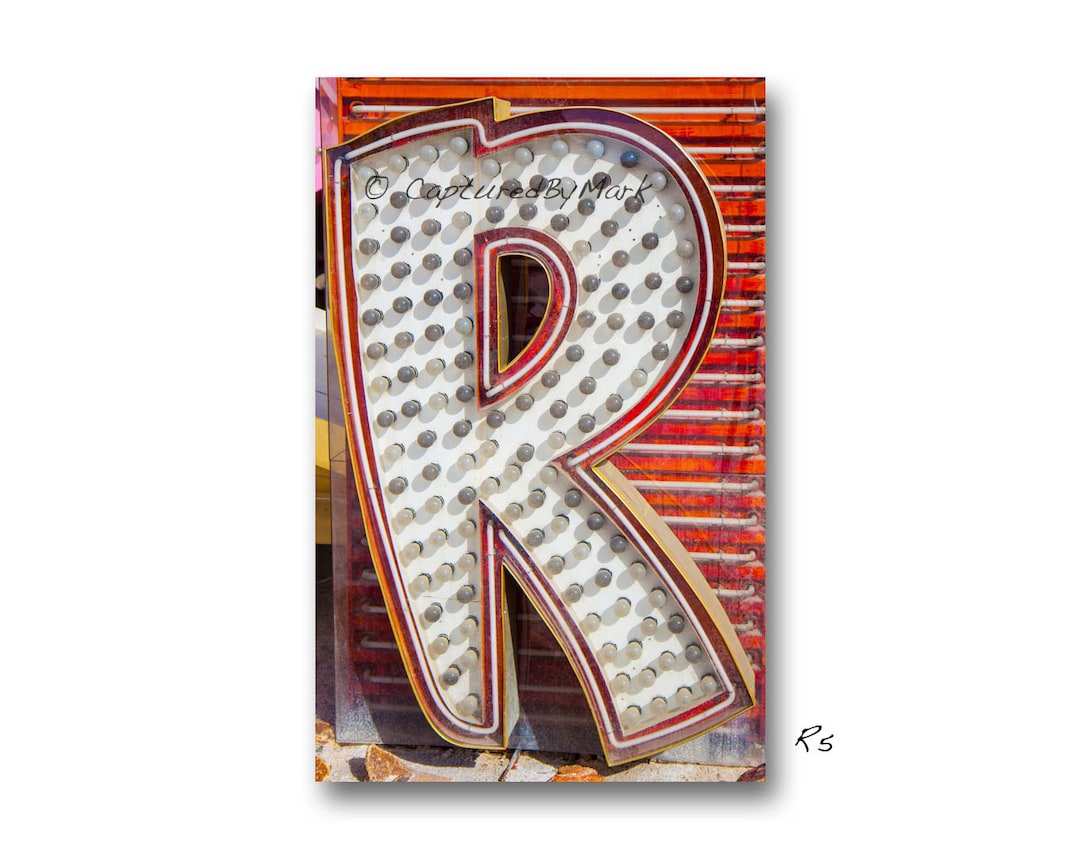 Letter Art, Letter R Alphabet Art, Vintage Vegas Neon Sign Letter Fine ...