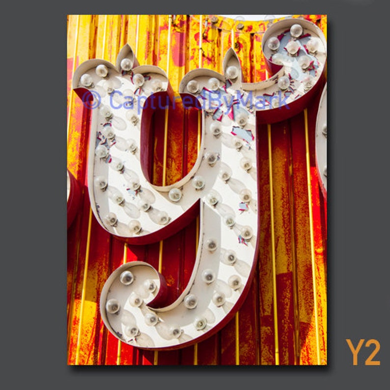 Letter Art, Letter Y Alphabet Art, Vintage Vegas Neon Sign Letters - Etsy