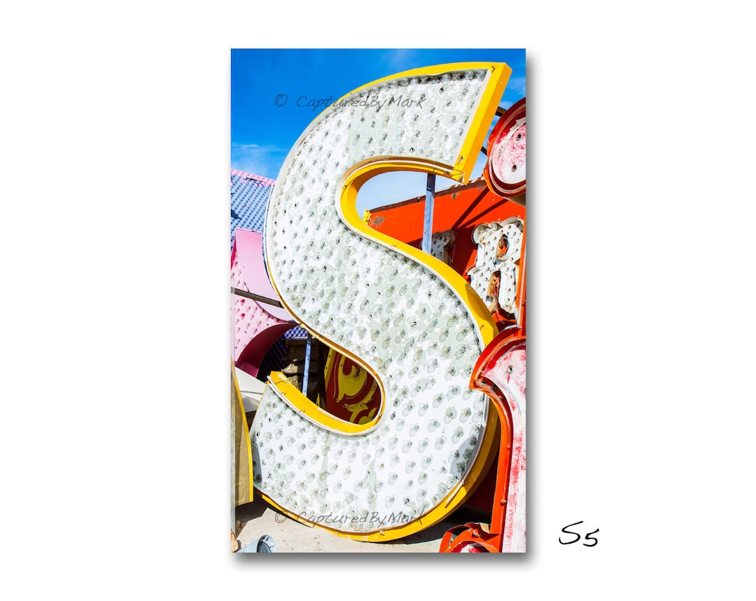 Letter Art, Letter S Alphabet Art, Vintage Vegas Neon Sign Letter Fine ...