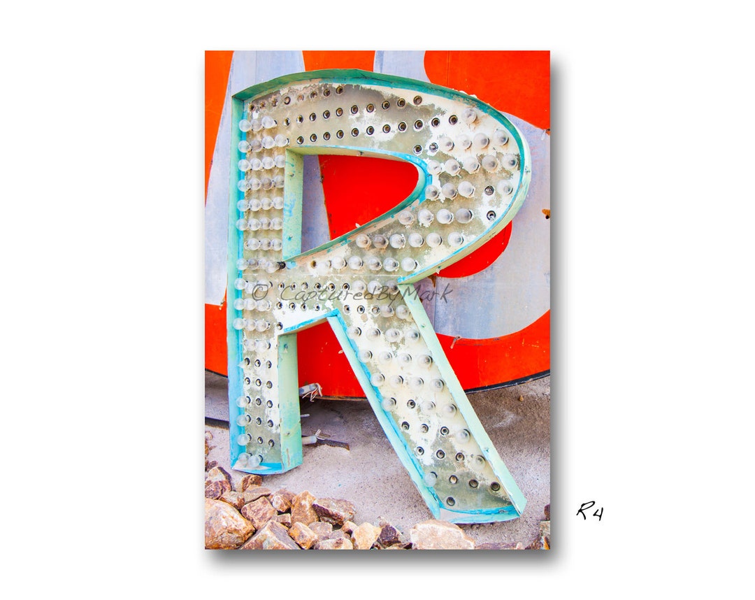 Letter Art, Letter R Alphabet Art, Vintage Vegas Neon Sign Letter Fine ...