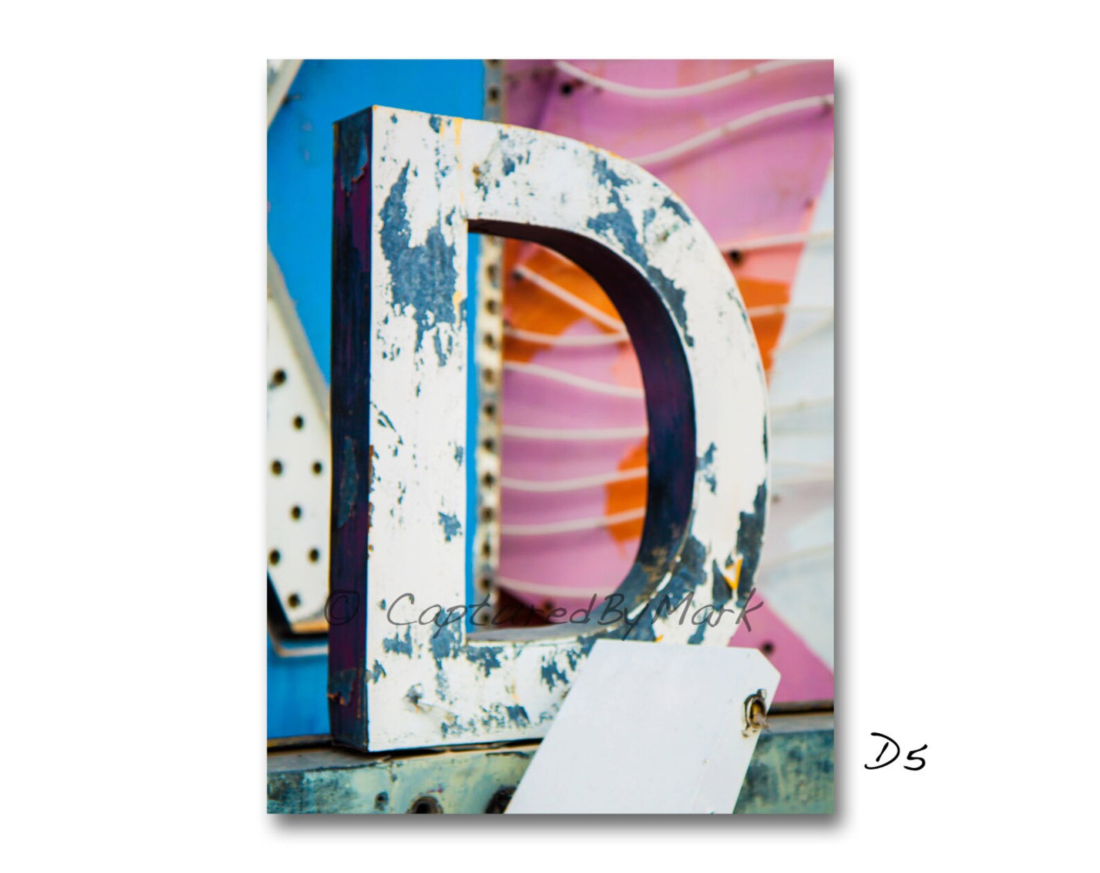 Letter Art, Letter D Alphabet Art, Vintage Vegas Neon Sign Letter Fine ...