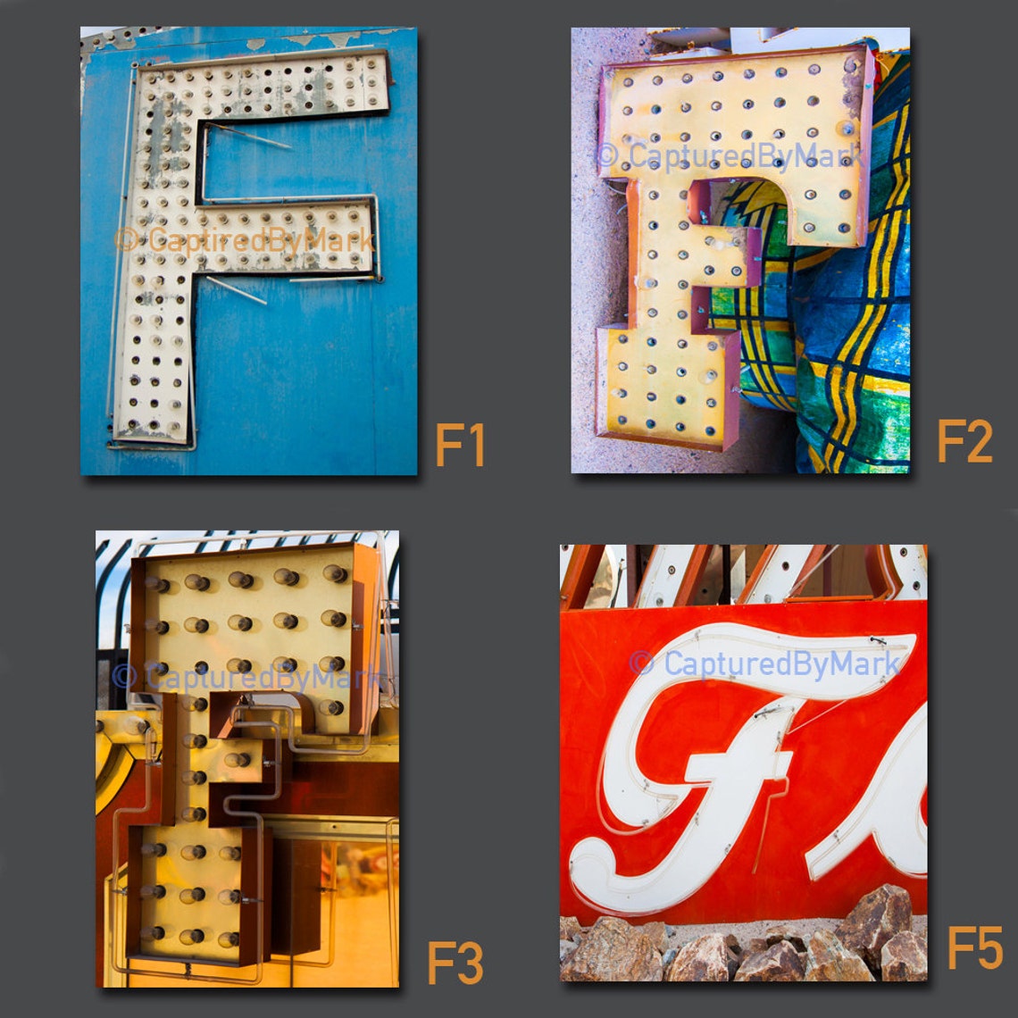 Letter Art Letter F Alphabet Art Vintage Vegas Neon Sign - Etsy