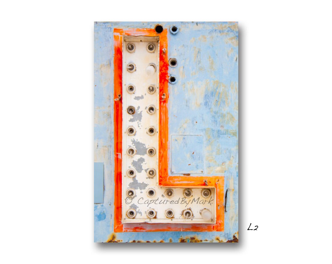 Letter Art, Letter L Alphabet Art, Vintage Vegas Neon Sign Letter Fine ...