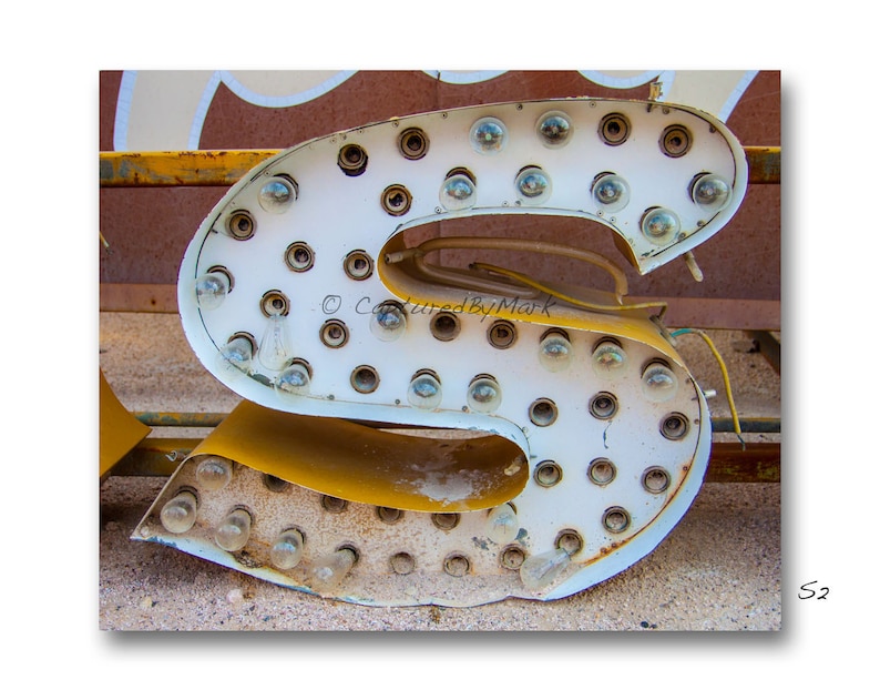 Letter Art, Letter S Alphabet Art, Vintage Vegas Neon Sign Letter Fine ...