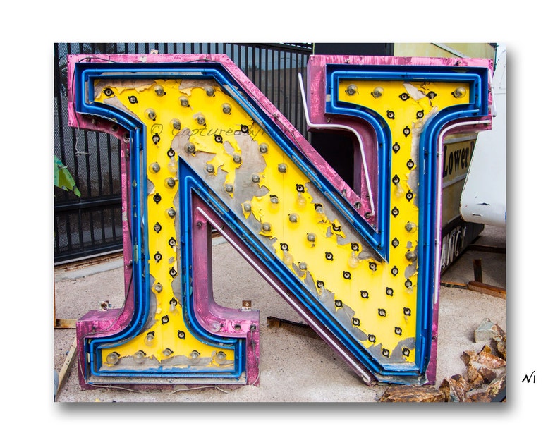 Letter Art, Letter N Alphabet Art, Vintage Vegas Neon Sign Letters - Etsy