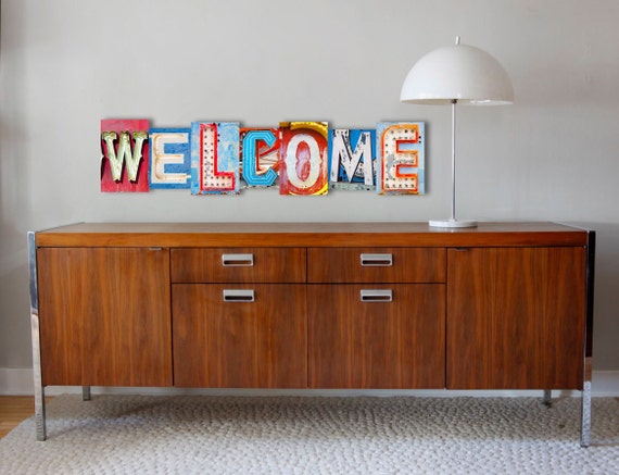 WELCOME Sign Custom Letter Art Vintage Vegas Neon Letter - Etsy