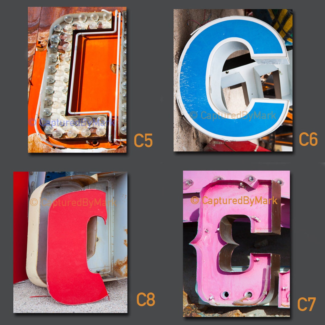 Letter Art, Letter C Alphabet Art, Vintage Vegas Neon Sign Letters - Etsy