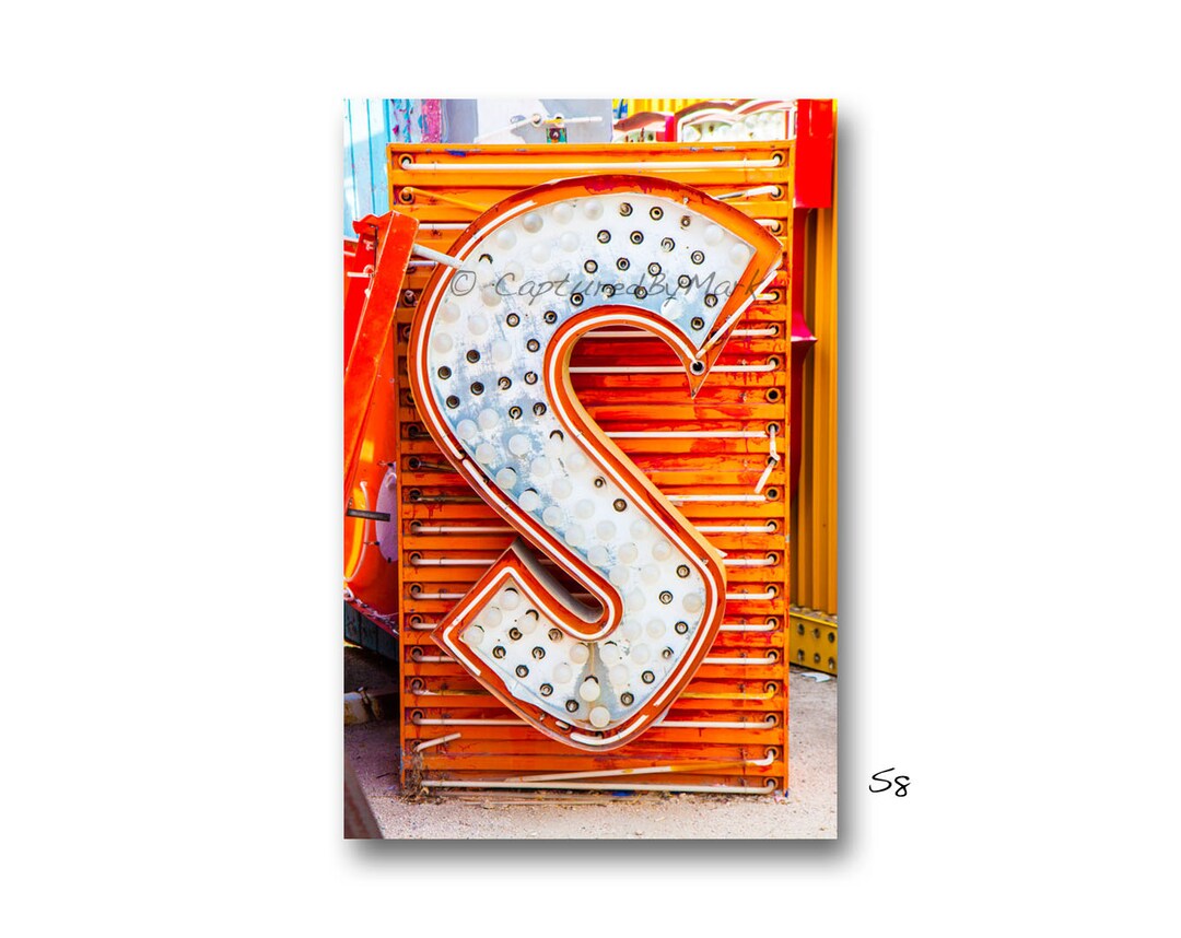 Letter Art, Letter S Alphabet Art, Vintage Vegas Neon Sign Letter Fine ...