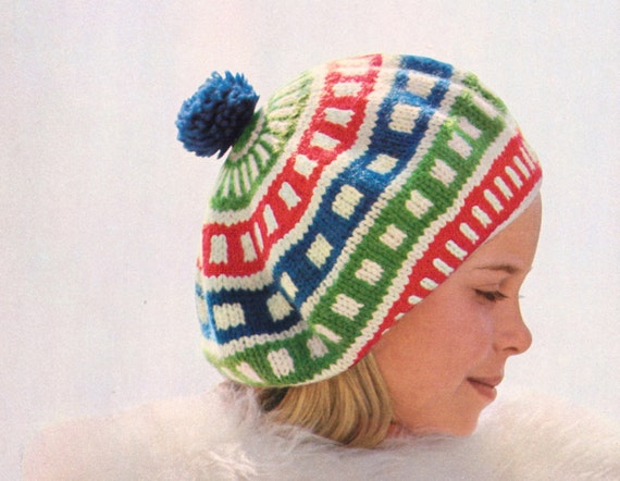 Scottish Hat Vintage Knitting Pattern Retro Beanie striped | Etsy