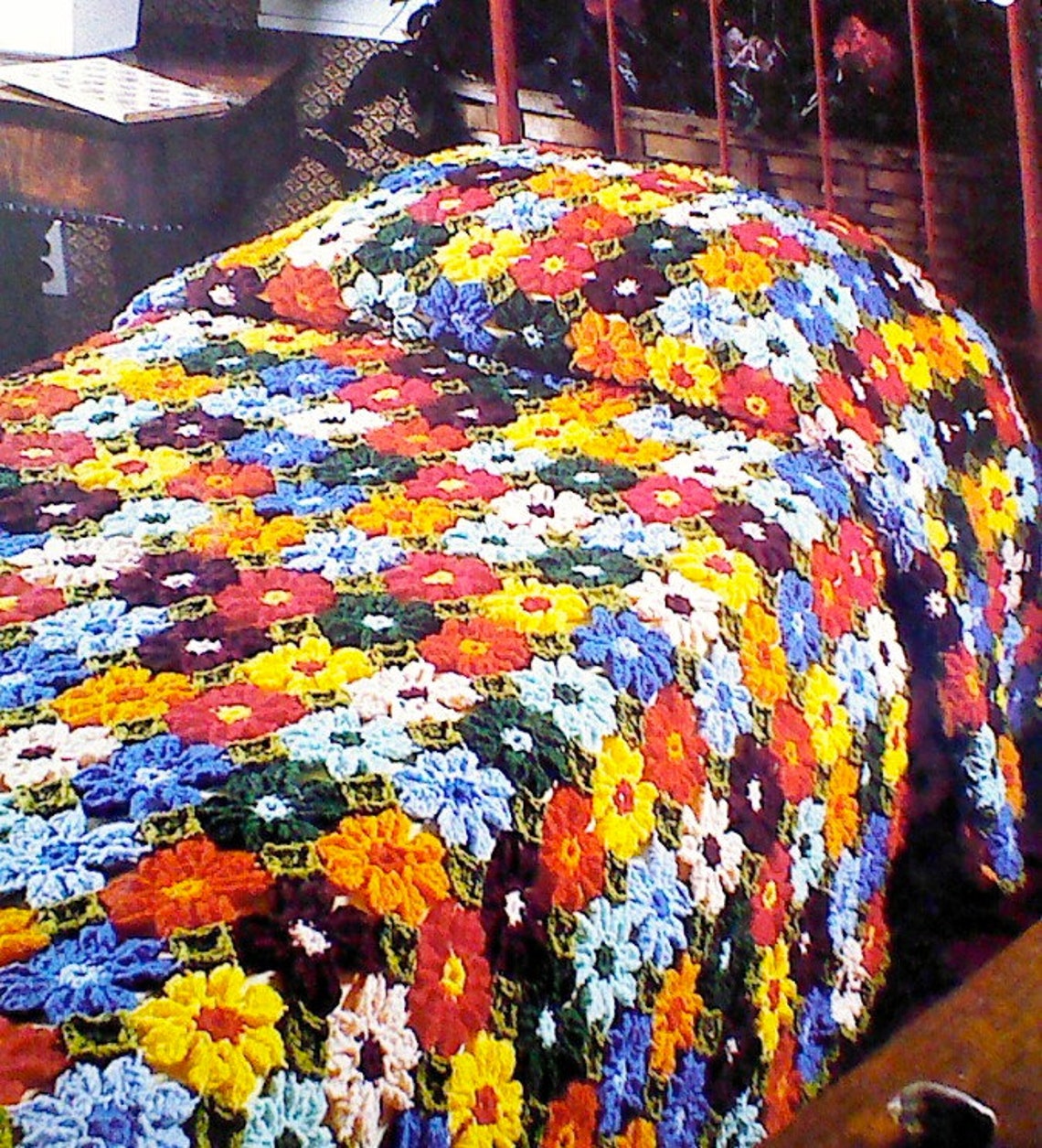 Flower Afghan Vintage Crochet Pattern patterned throw | Etsy