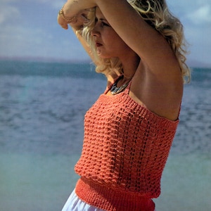 Sun Top- Vintage Knitting Pattern, Straps, Lacy Lace Beach Summer ...