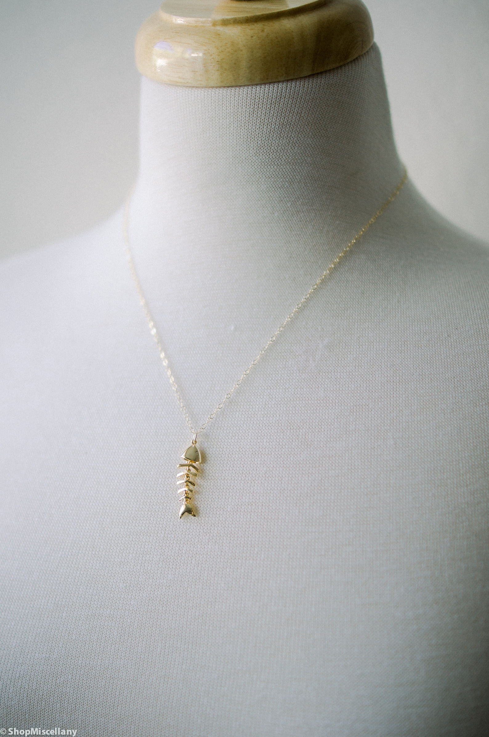 Gold Fish Skeleton Necklace Dainty Fishbone Necklace Fish - Etsy
