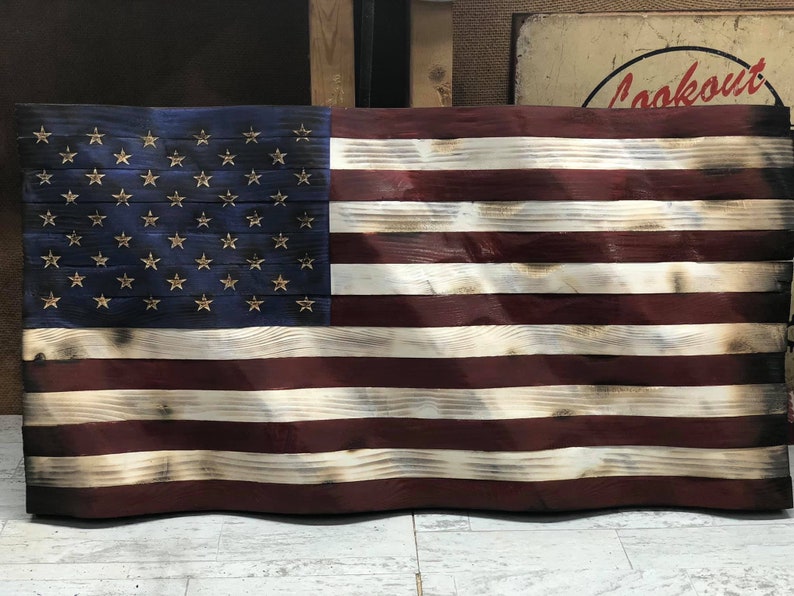 Rustic Waving Wood American Flag Waving American Flag Wavy - Etsy