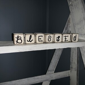 Mini Interchangeable Blessing Blocks Decor, Letter Blocks, Rustic ...