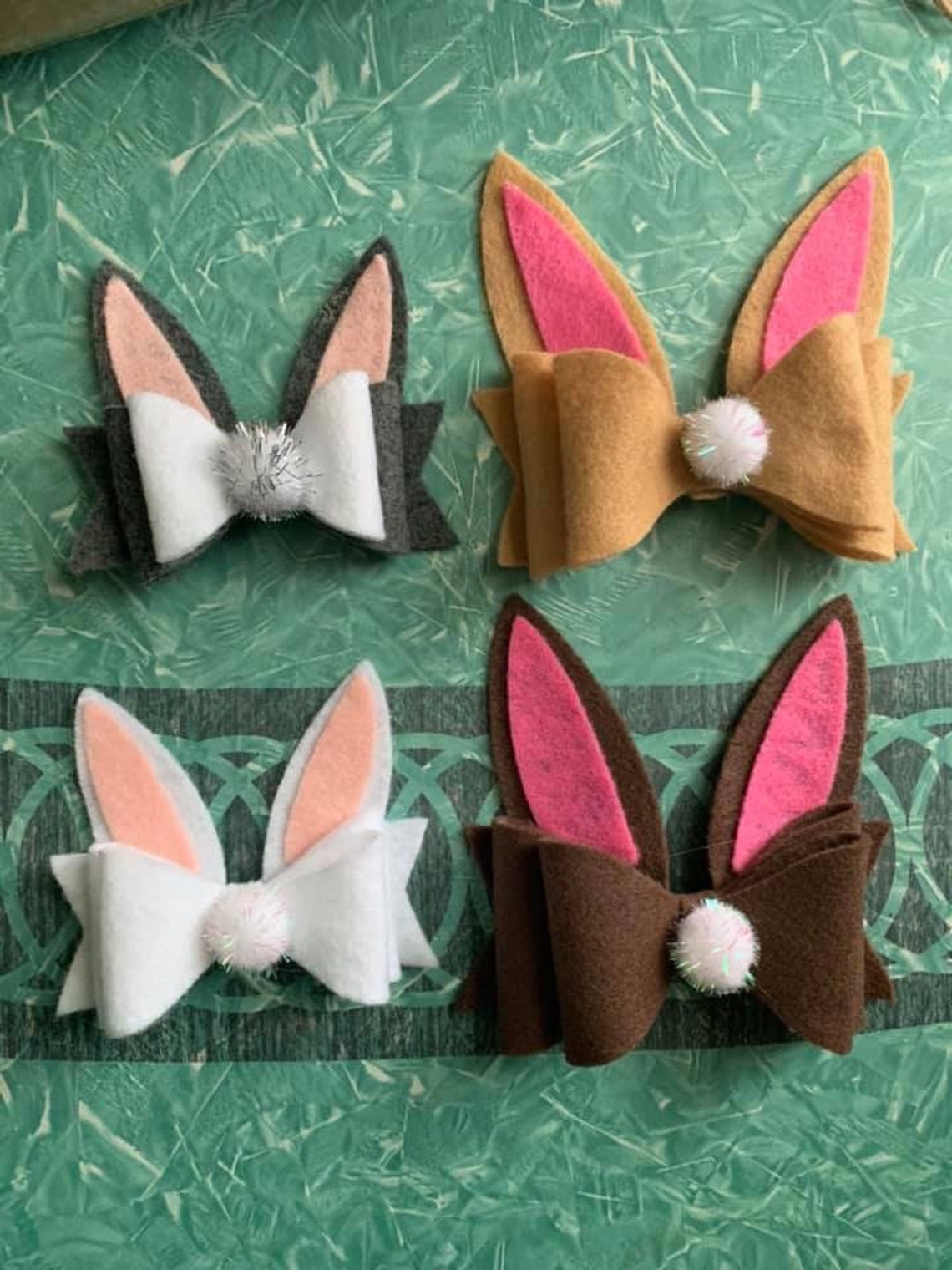 Felt Bunny Hair Bow Rabbit Hair Bow Fuzzy Bunny Hair Bow | Etsy