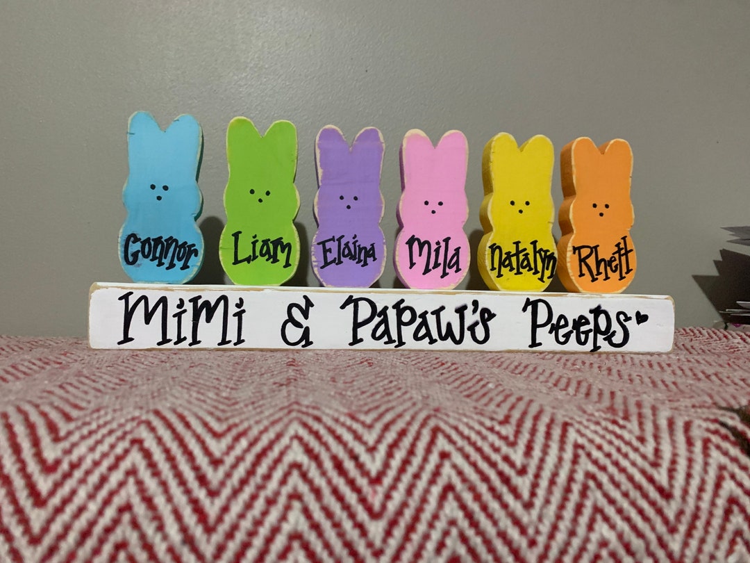 Personalized Peeps Wood Block Decor Set, Easter Peeps Decor ...