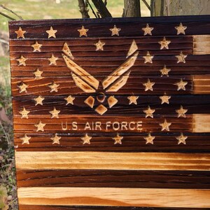 Air Force Rustic Wood Burned American Flag, Wood American Flag, Air ...