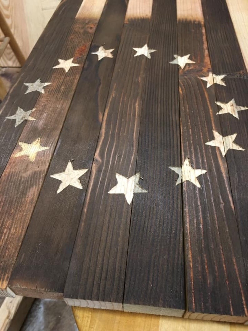 Rustic Wood Burned American Flag Wood American Flag Betsy - Etsy