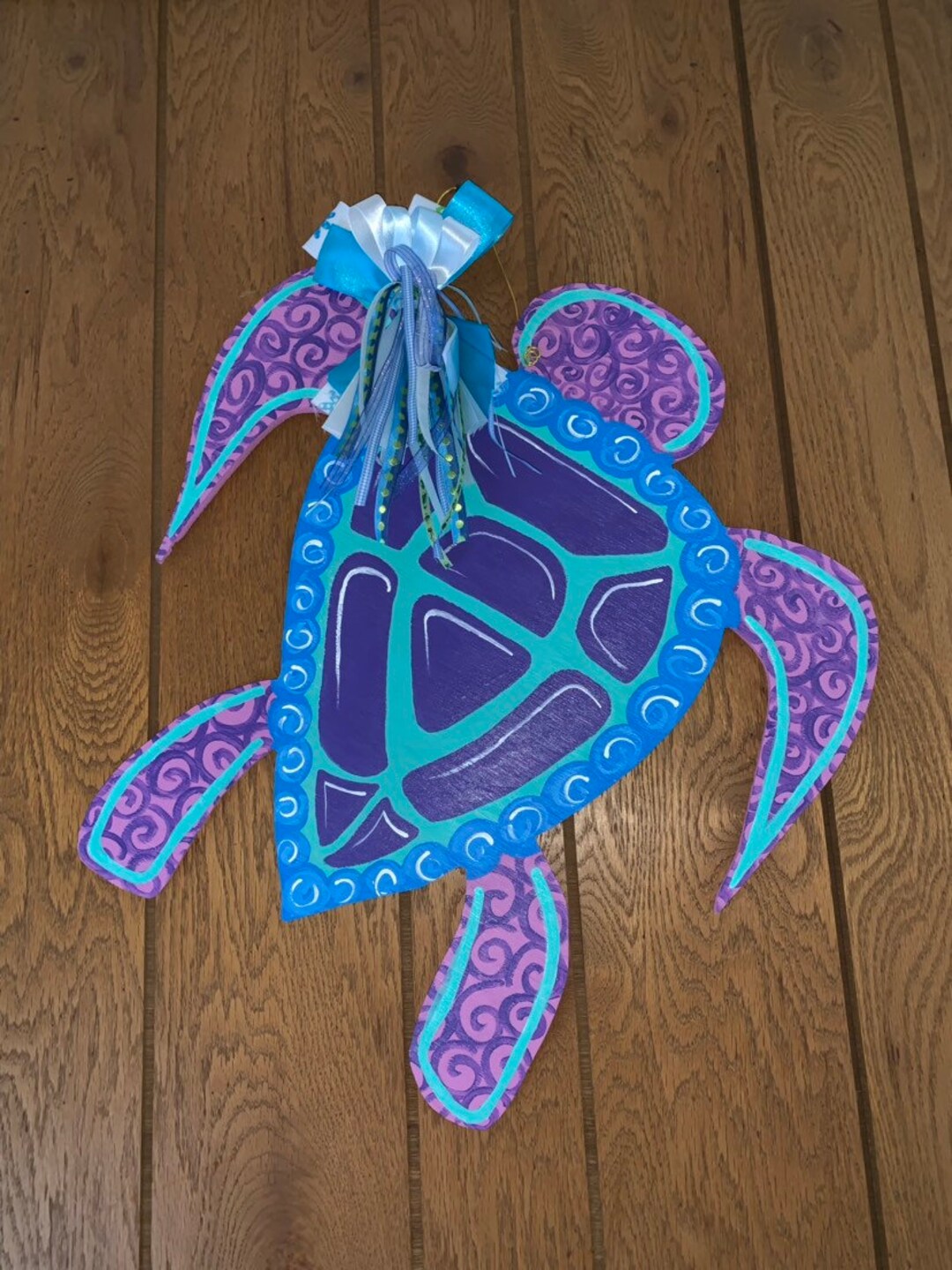 Turtle Door Hanger, Hand Painted Turtle Door Hanger, Ocean Decor ...