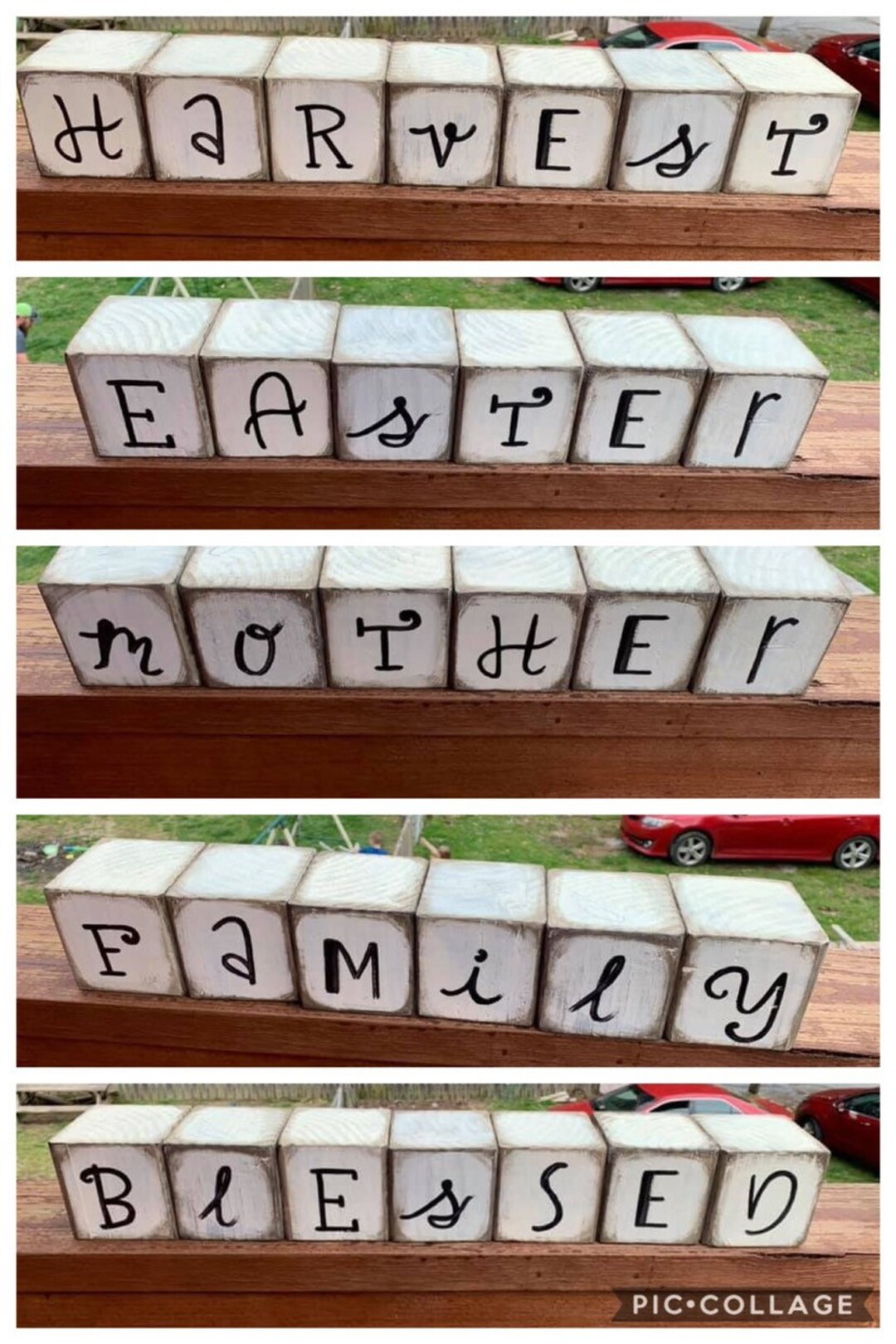 Mini Interchangeable Blessing Blocks Decor, Letter Blocks, Rustic ...