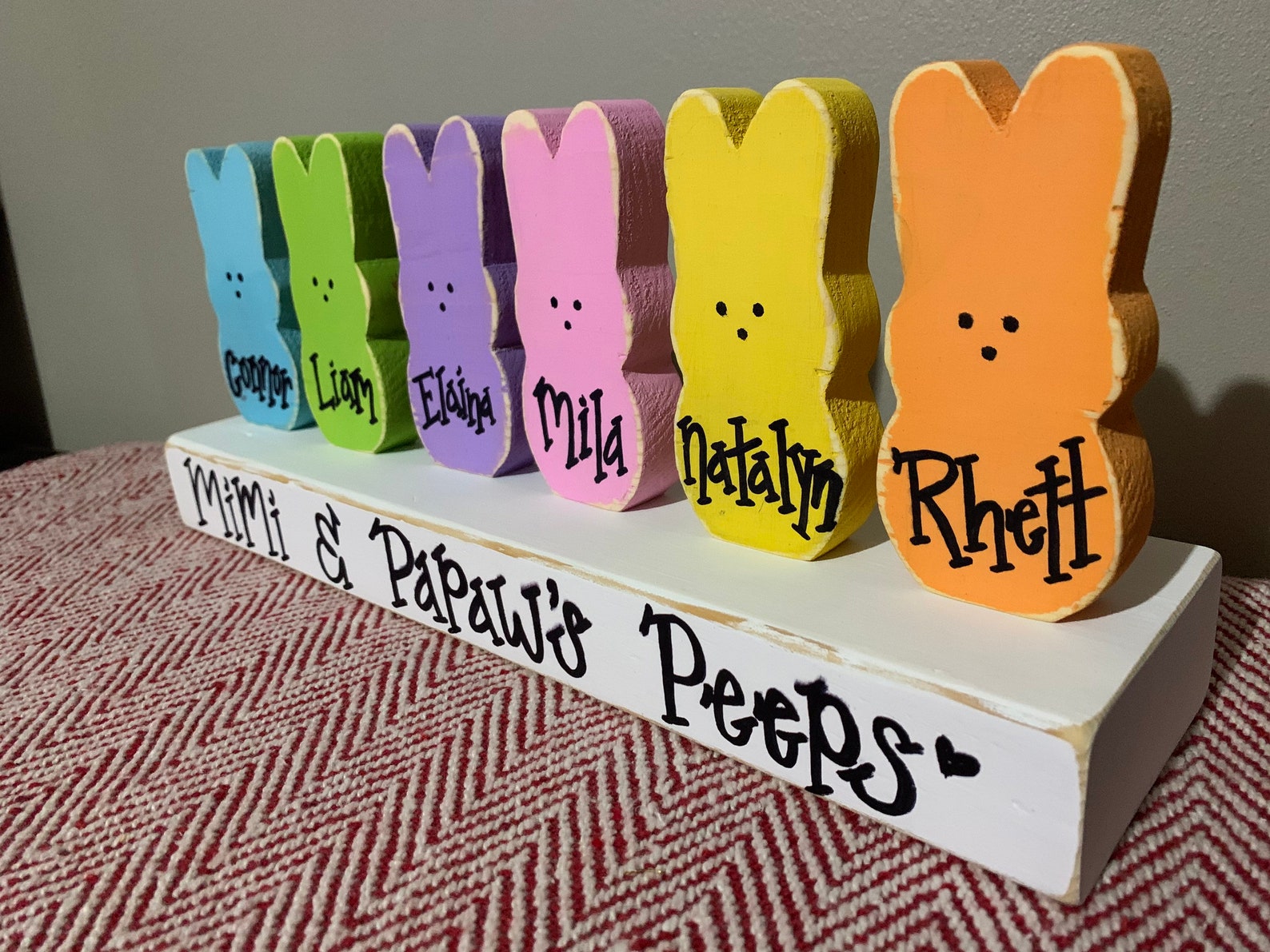 Personalized Peeps Wood Block Decor Set Easter Peeps Decor - Etsy