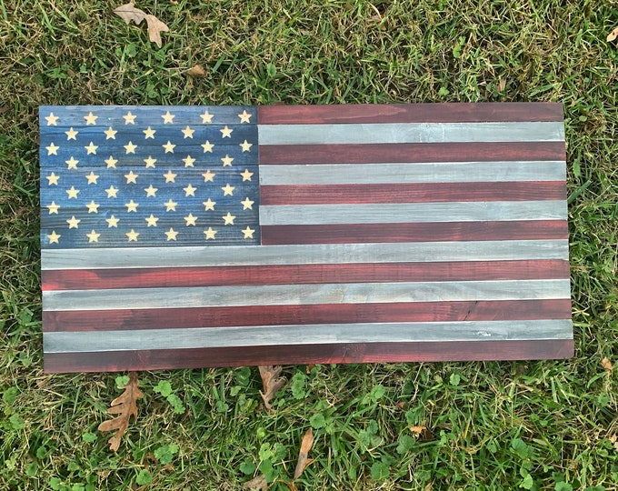 Full Color 2ft Rustic Wood American Flag, Wood Flag, American Flag ...
