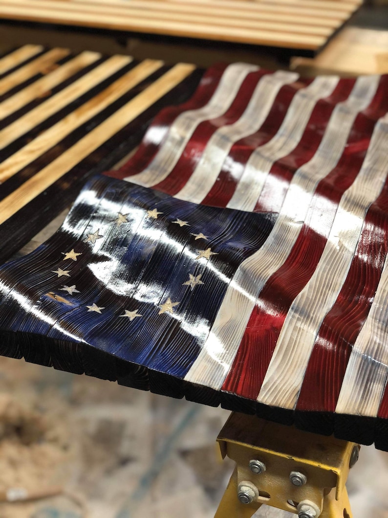 Rustic Waving Wood American Flag Waving American Flag Wavy | Etsy