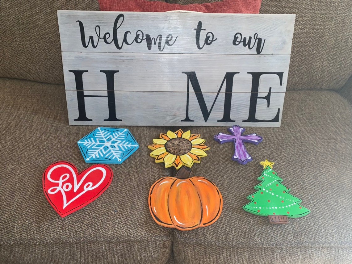 Welcome to Our Home Interchangeable Sign Welcome Door Hanger - Etsy