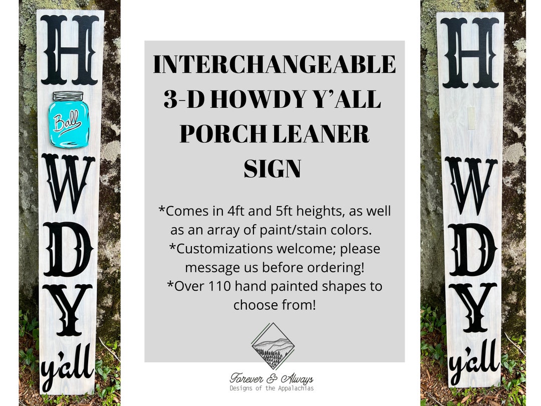 Vertical Interchangeable Howdy Y’all Sign, Howdy Y’all Porch Sign ...
