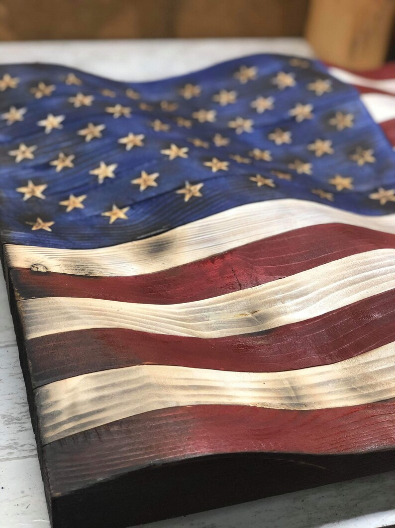 Rustic Waving Wood American Flag Waving American Flag Wavy - Etsy