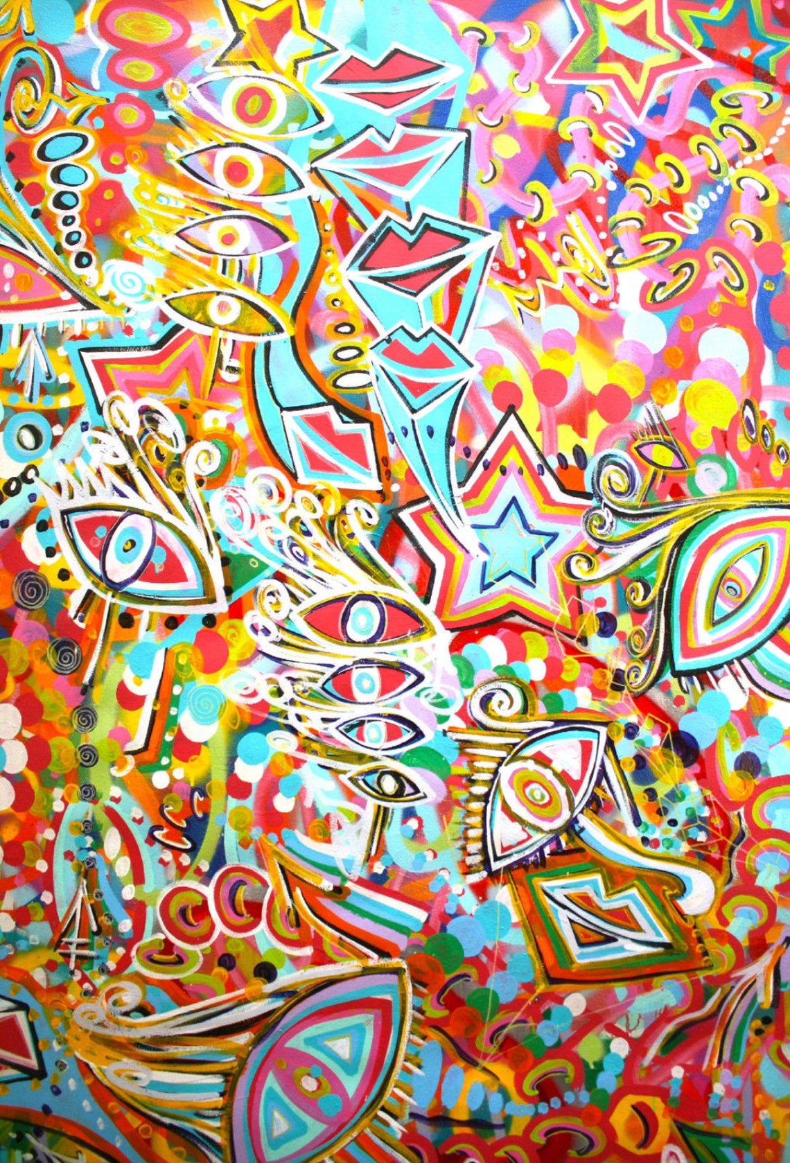 Chris Riggs Big Giant Huge Abstract Cubism Urban Painting Canvas Modern ...