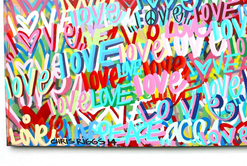Chris Riggs Love Peace and Hearts Original Painting Modern Word Street ...