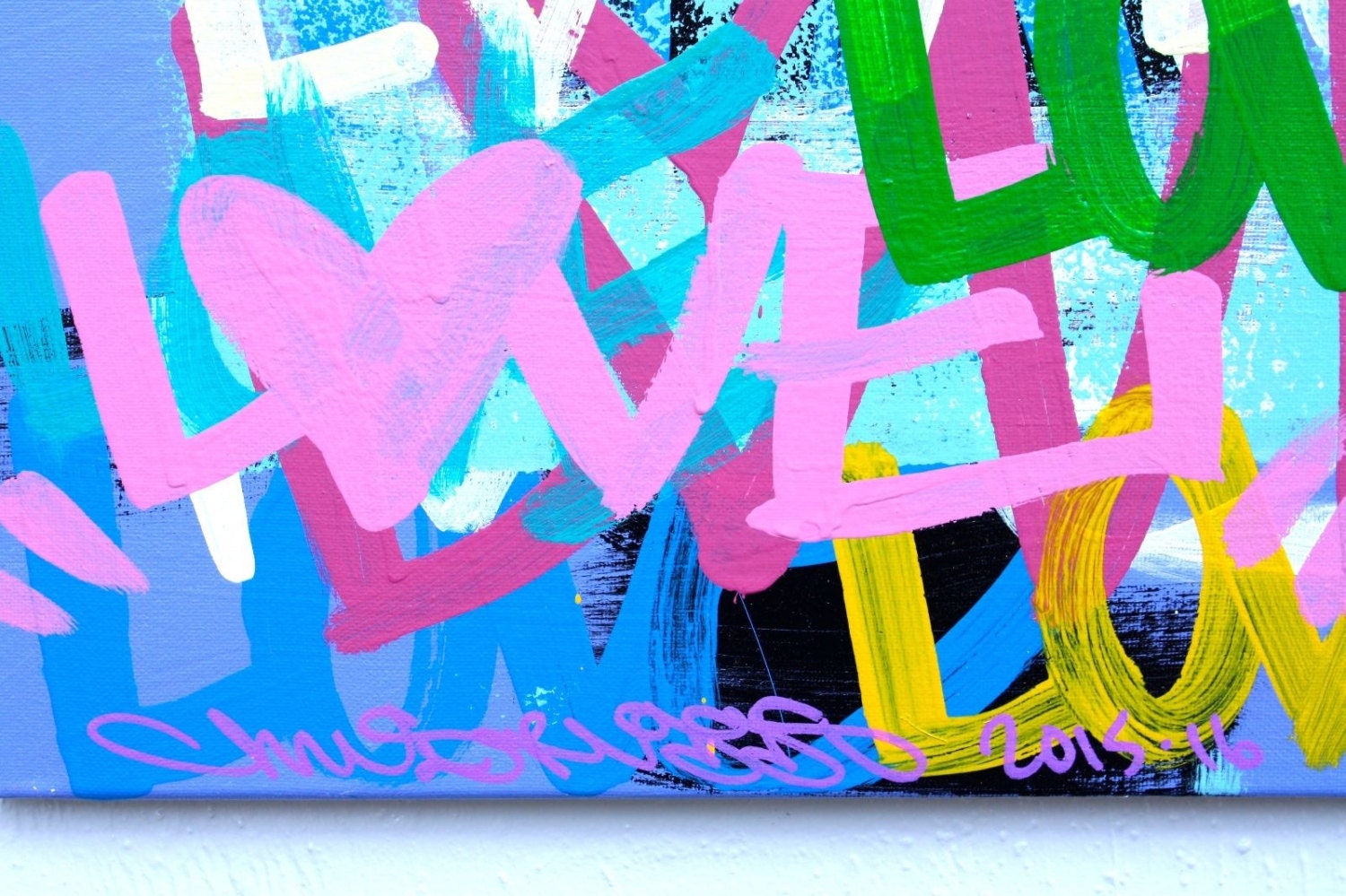 Chris Riggs Love and Hearts Original Painting Modern Word Street Art ...