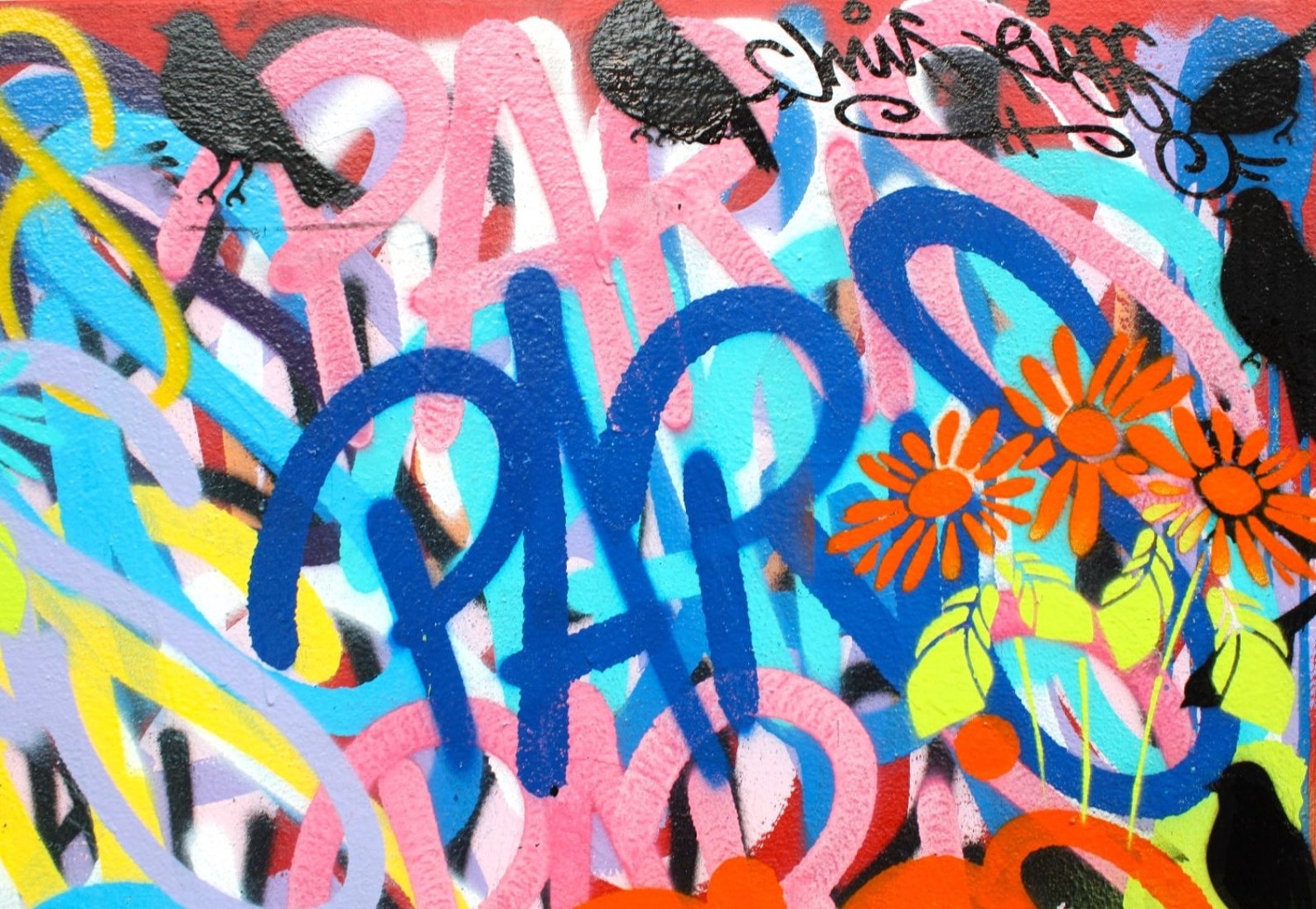 Chris Riggs Original Paris Flowers Birds Painting Modern - Etsy