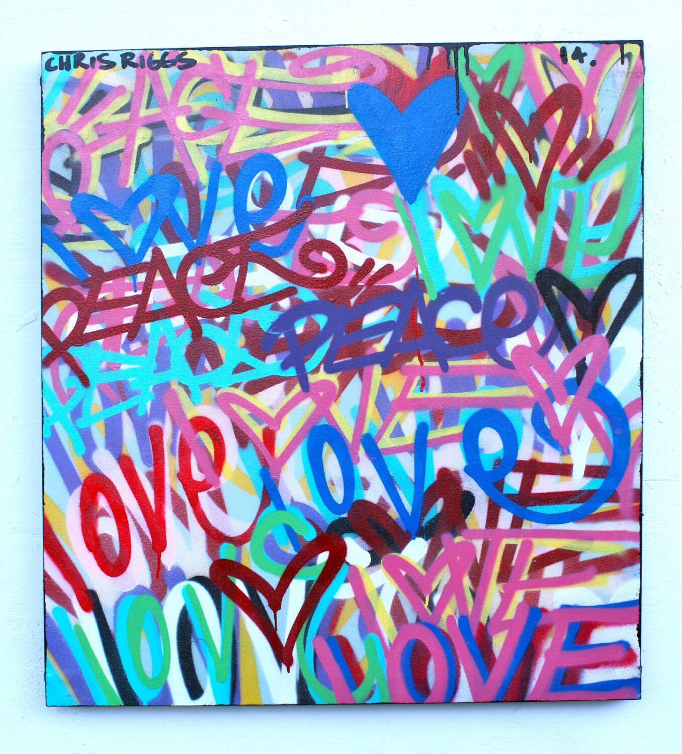 Chris Riggs Love and Hearts Original Painting Modern Word Street Art ...