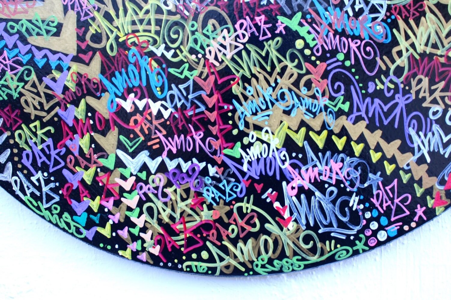 Chris Riggs Love & Peace in Spanish Painted on Thick Wood Acrylic Paint ...