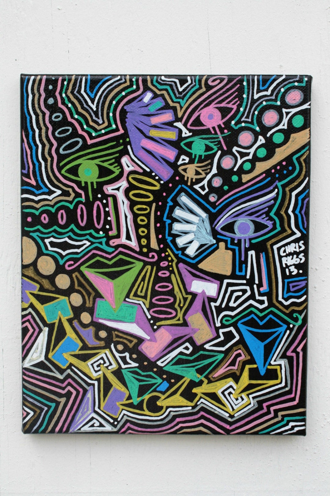 Chris Riggs Abstract Portrait Eyes Lips Original Painting Modern Street ...