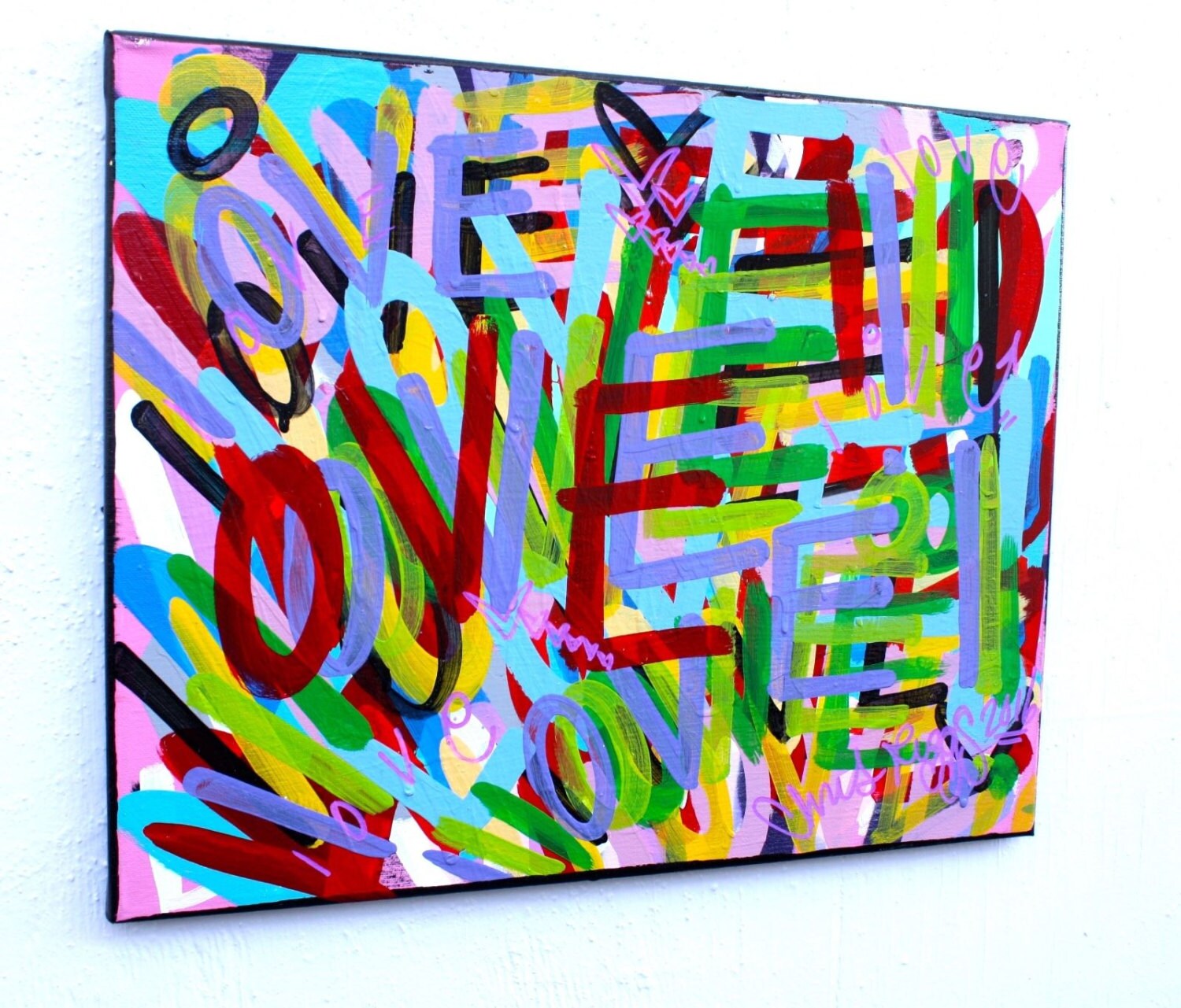 Chris Riggs Love and Hearts Original Painting Modern Word Street Art ...