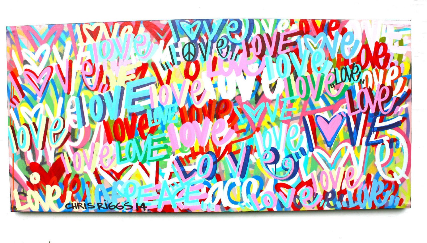 Chris Riggs Love Peace and Hearts Original Painting Modern Word Street ...