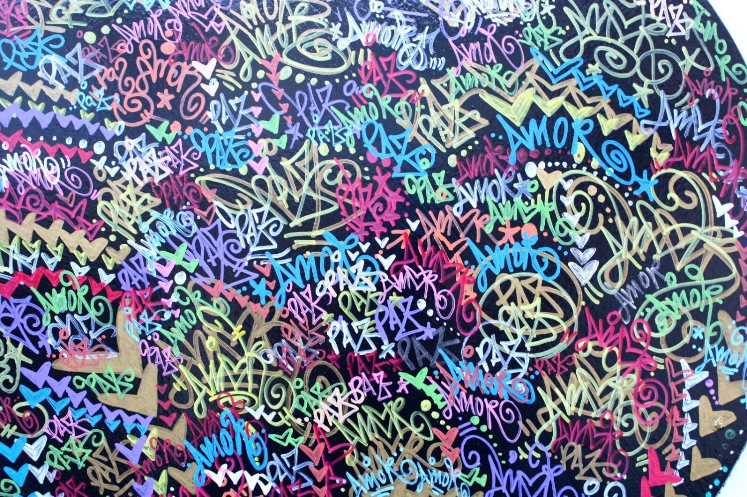 Chris Riggs Love & Peace in Spanish Painted on Thick Wood Acrylic Paint ...