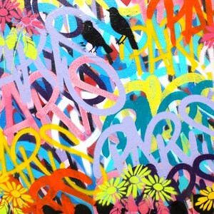 Chris Riggs Original Paris Flowers Birds Painting Modern - Etsy