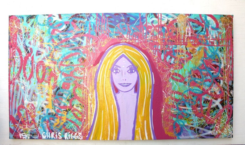 Chris Riggs Original Abstract Purple Portrait Painting Canvas - Etsy