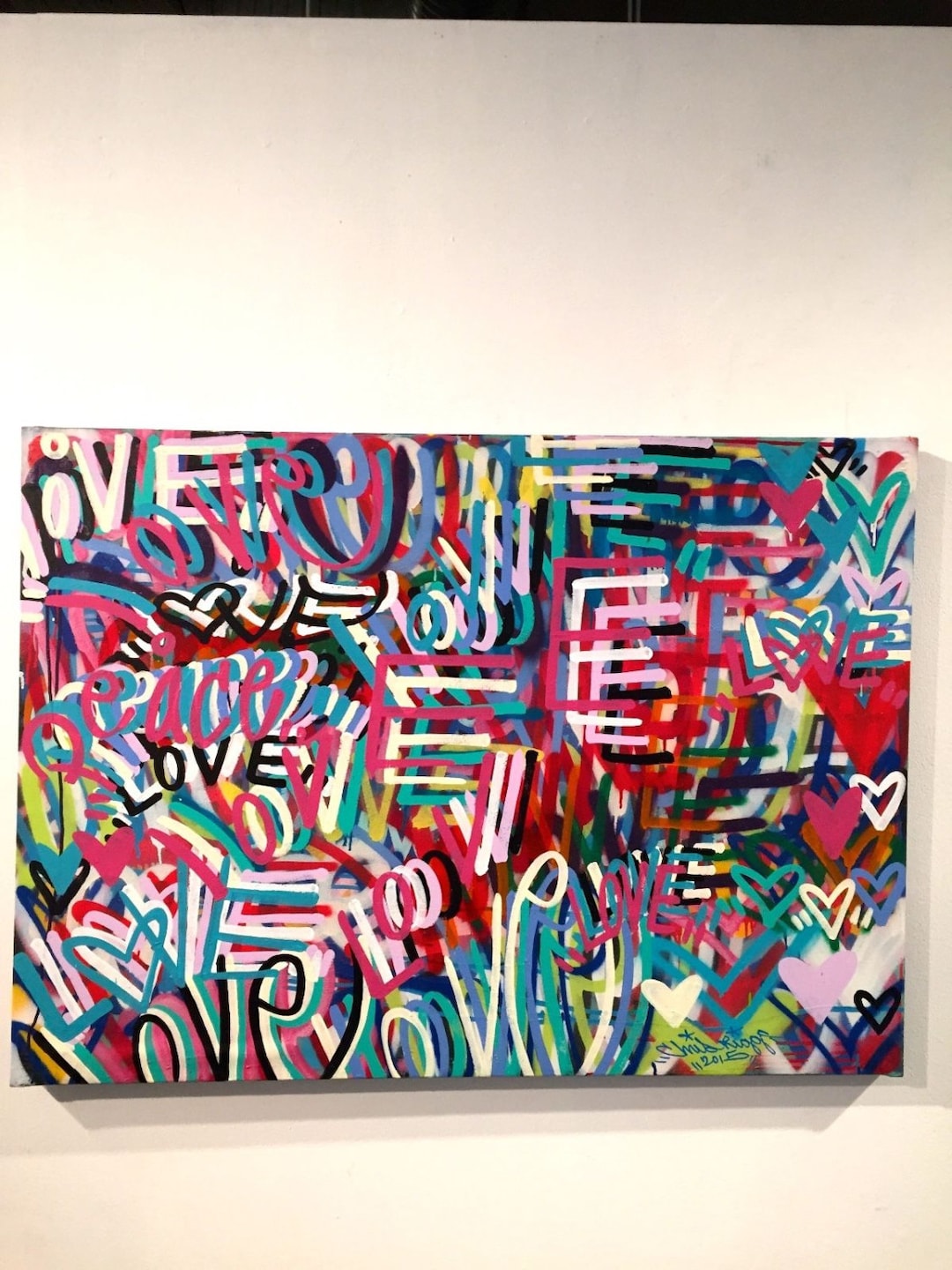 Chris Riggs Love and Hearts Original Painting Modern Word - Etsy