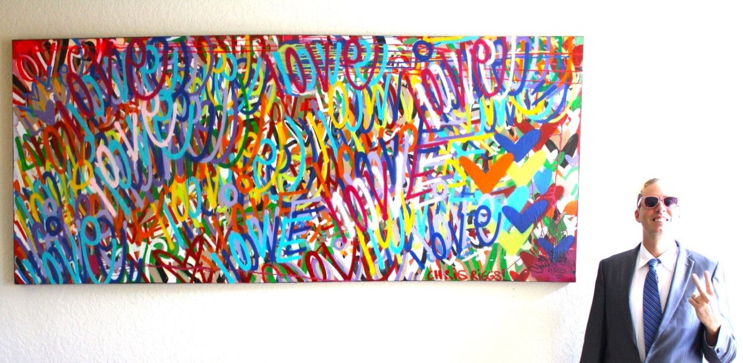 Chris Riggs Big Giant Love Painting Hearts Modern Street Art - Etsy