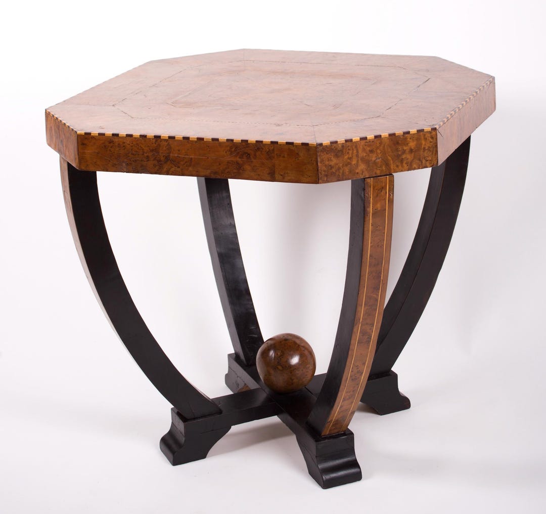 French Art Deco Octagon Table Middle East Manner Birds Eyes Veneer - Etsy