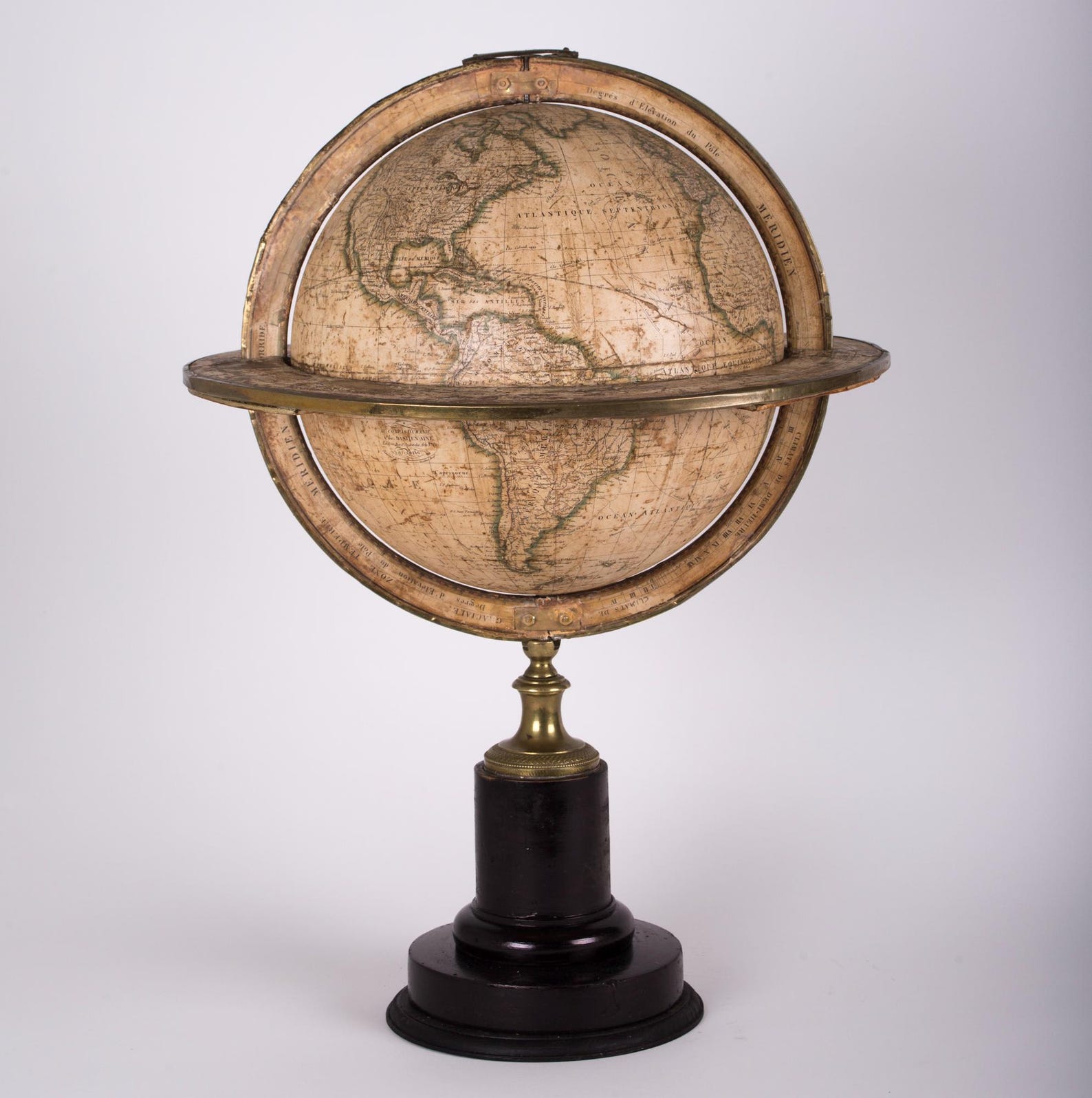 1820/30 French Antique Terrestrial Globe 12" Engraving Lapie Geographer ...