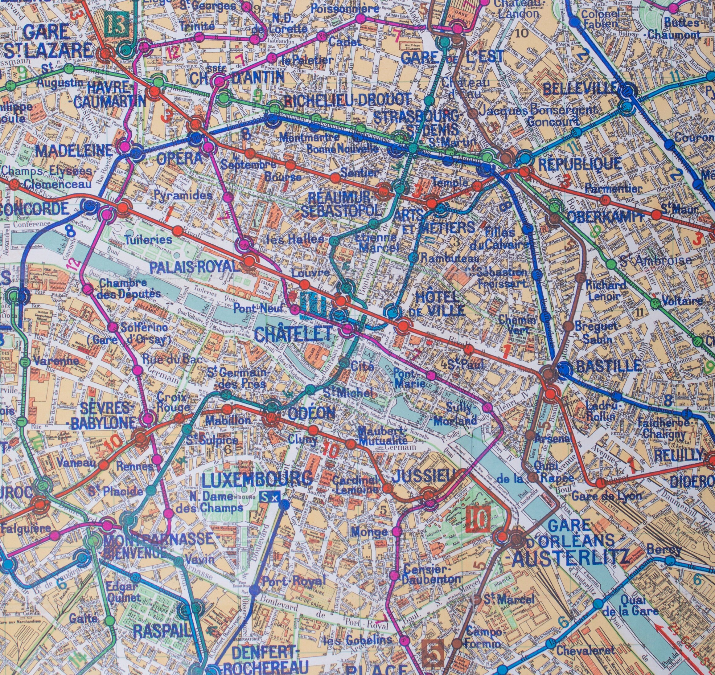 Large Paris Subway Map With Numbered Lines 1953 Tarride - Etsy