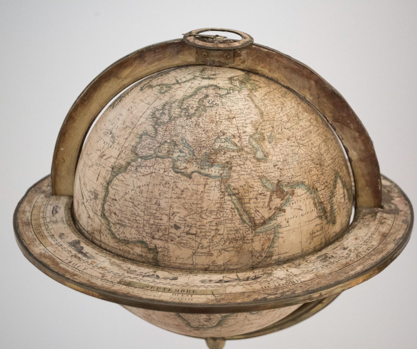 1820/30 French Antique Terrestrial Globe 12" Engraving Lapie Geographer ...