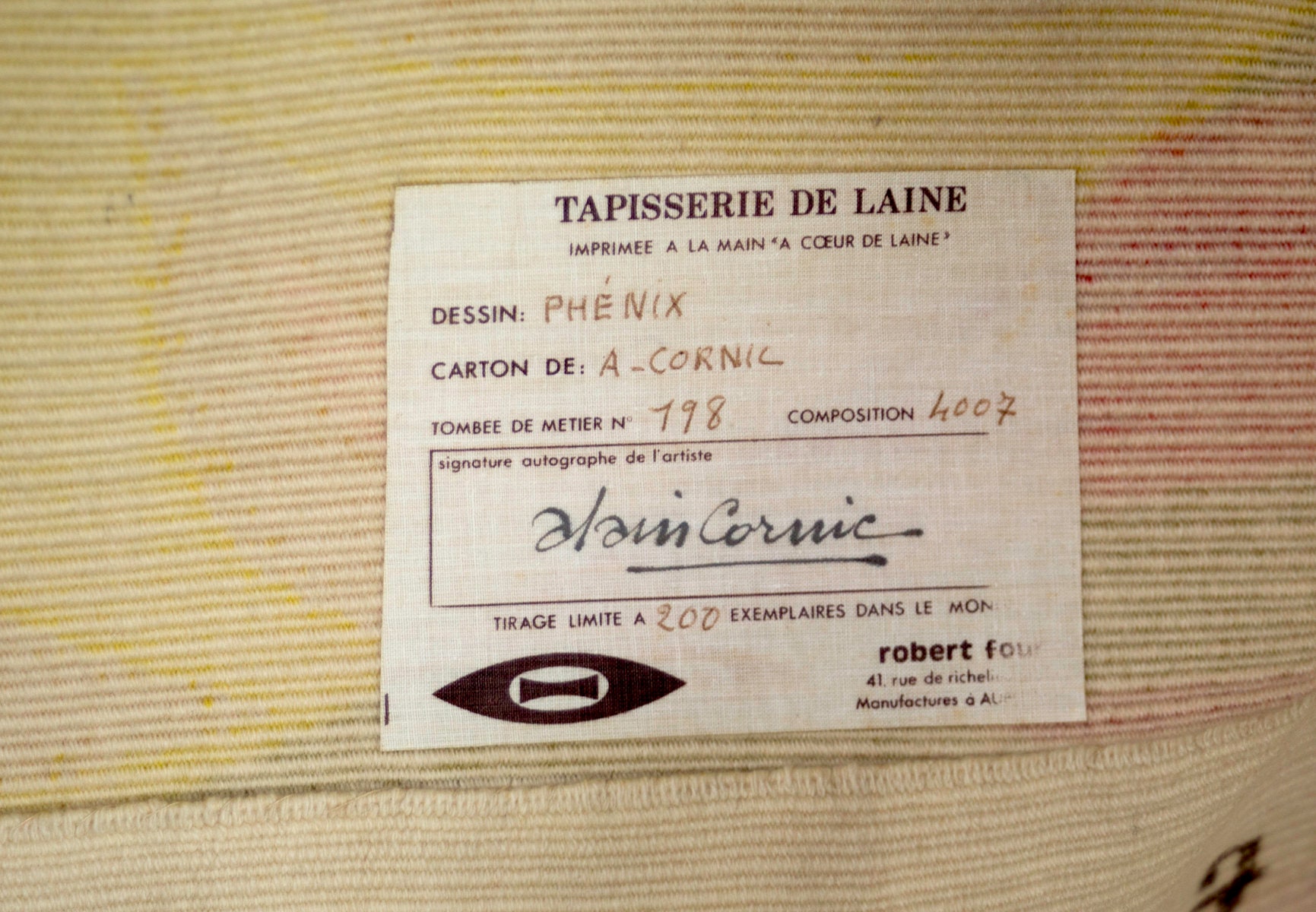 French Tapestry Alain Cornic Robert Four Aubusson Mid Century - Etsy